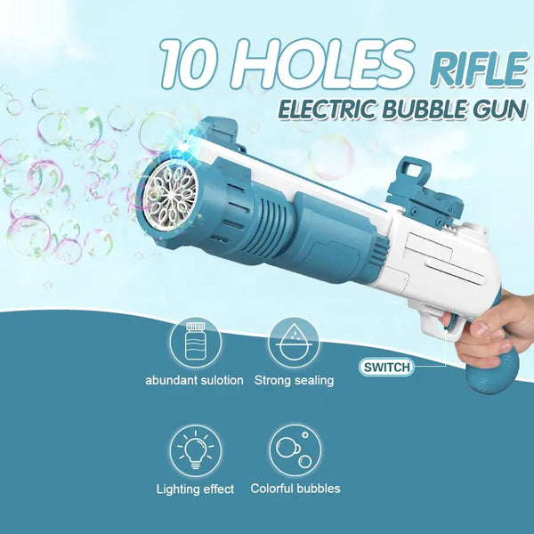 Electric Hand-held Bubble Blower Machine 10 Holes Automatic Bubble Rif ...