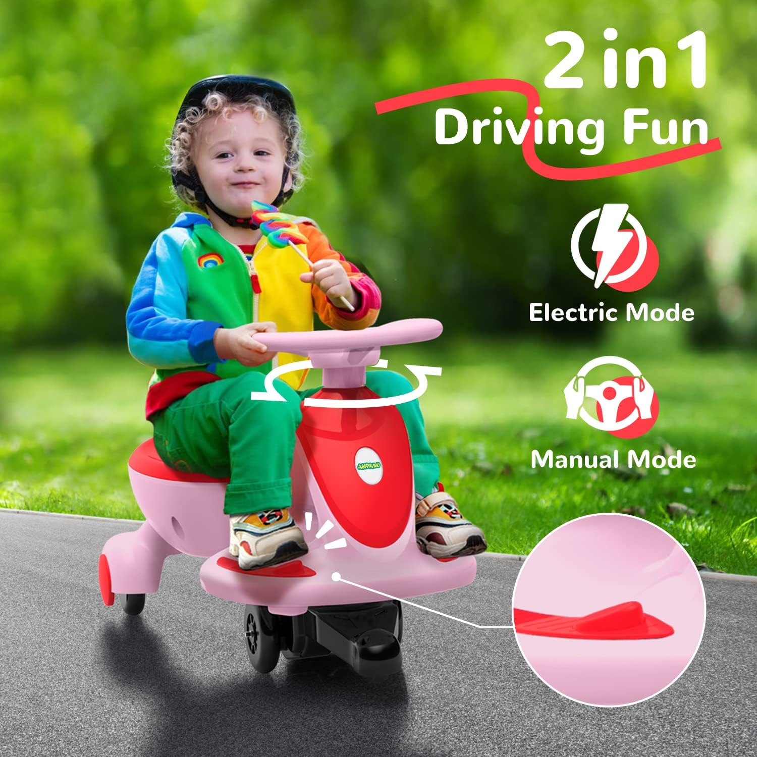 Electric Wiggle Car Ride On Toy, ANPABO 2 in 1 Wiggle Car with Recharg ...